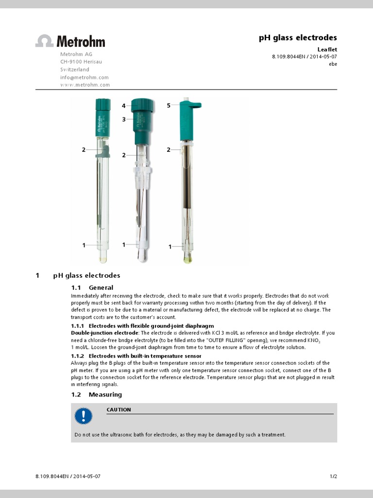 Metrohm pH Glass Electrode Guide | PDF | Ph | Electrolyte