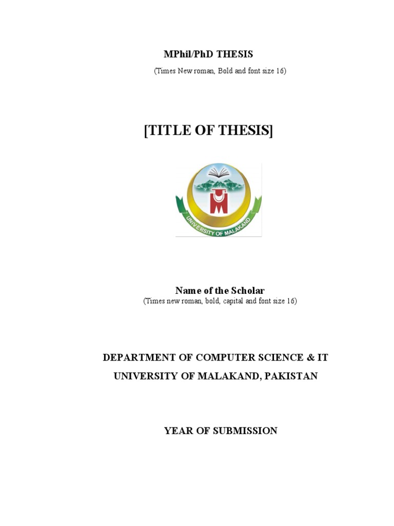 MPhil PHD Thesis Templete Sept. 2018 UOM Approved | PDF | Thesis ...