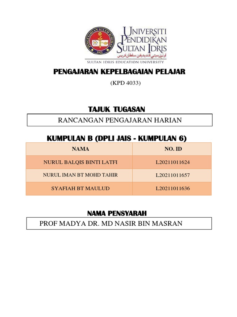 Assignment RPH (Dpli Jais-Kumpulan 6) - Settle | PDF