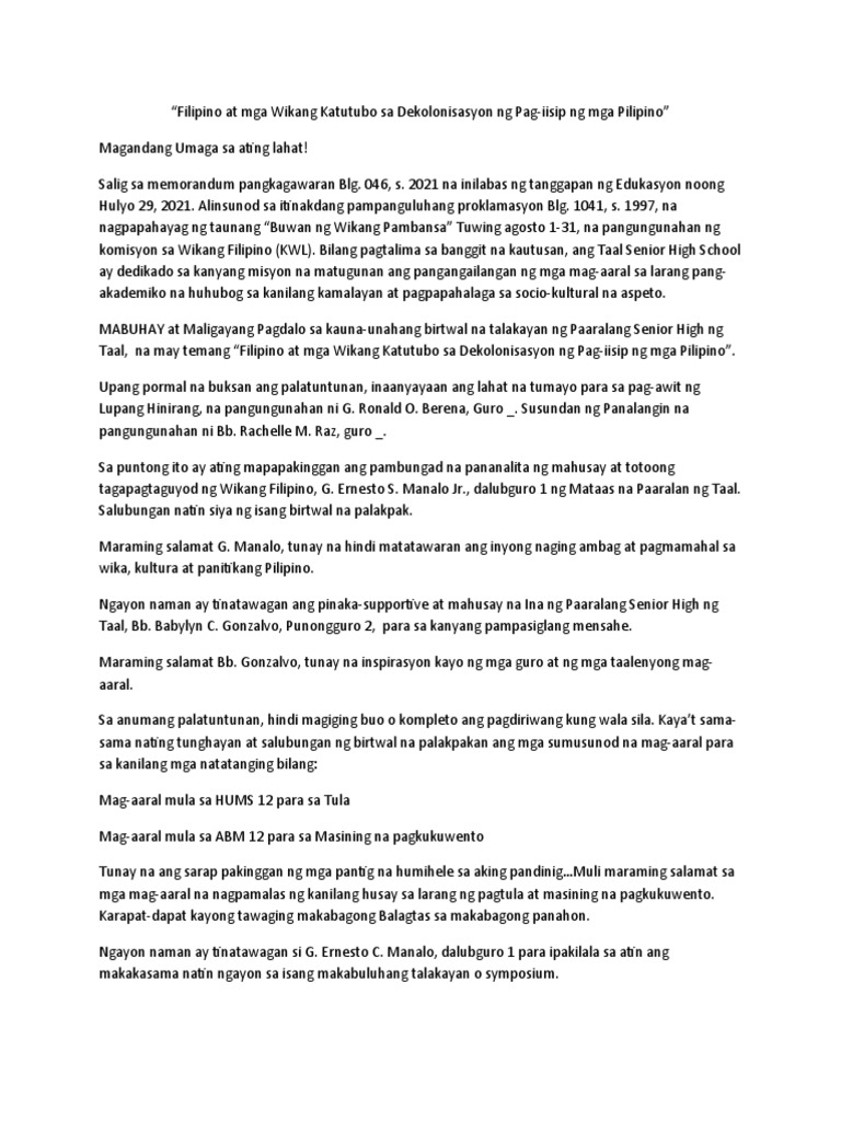 Iskrip Buwan NG Wika | PDF