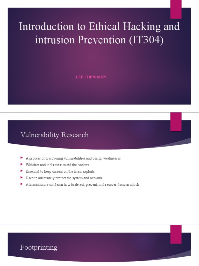 Introduction To Ethical Hacking and Intrusion Prevention - 3 | PDF ...