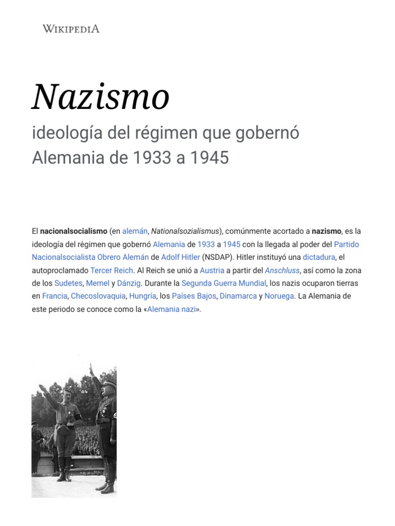 Nazismo - Wikipedia, La Enciclopedia Libre | PDF | nazismo | Alemania nazi
