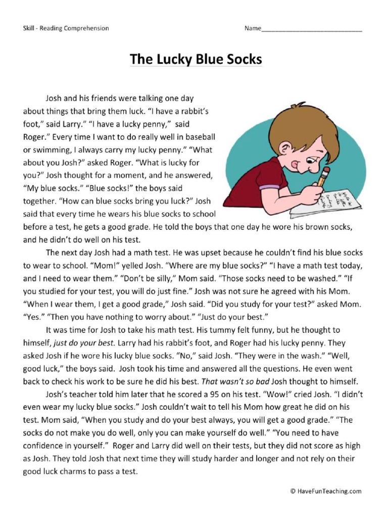 SodaPDF Converted The Lucky Blue Socks First Grade Reading ...