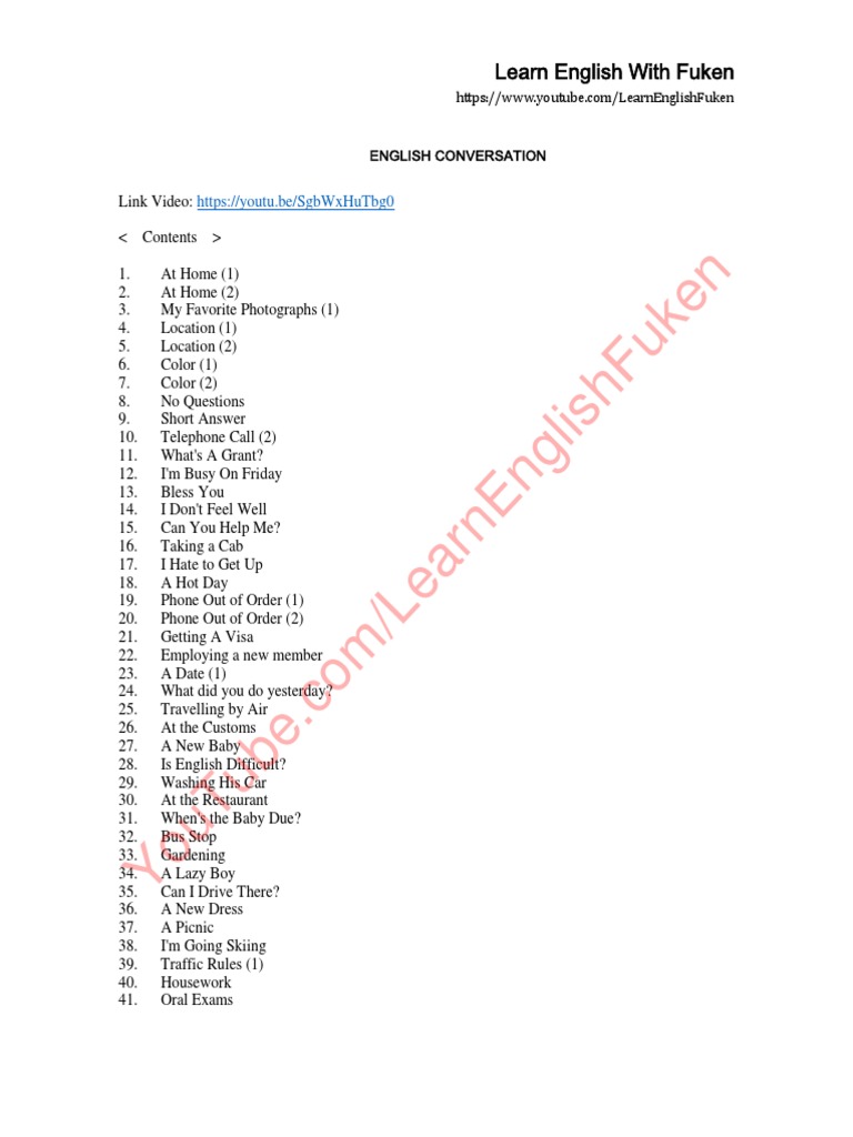 Speaking English Conversation Practice | PDF