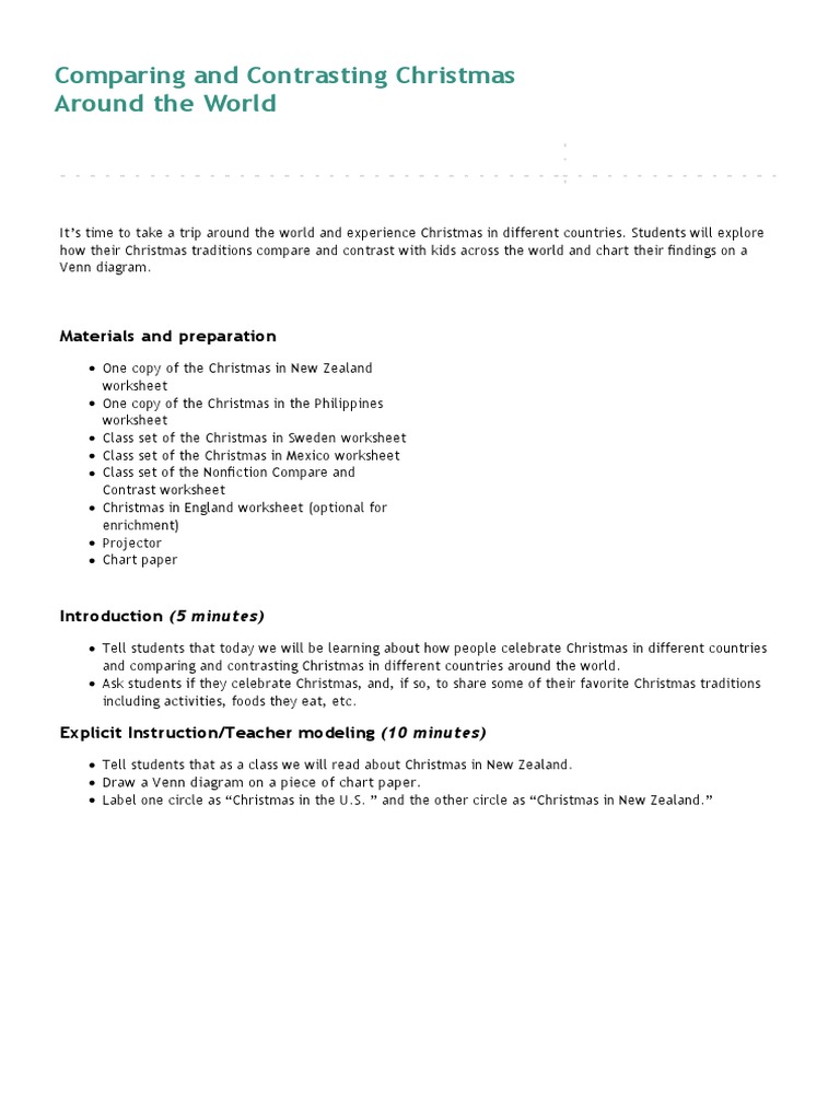 Christmas Traditions Worldwide Comparison | PDF | Christmas | Christmas Eve