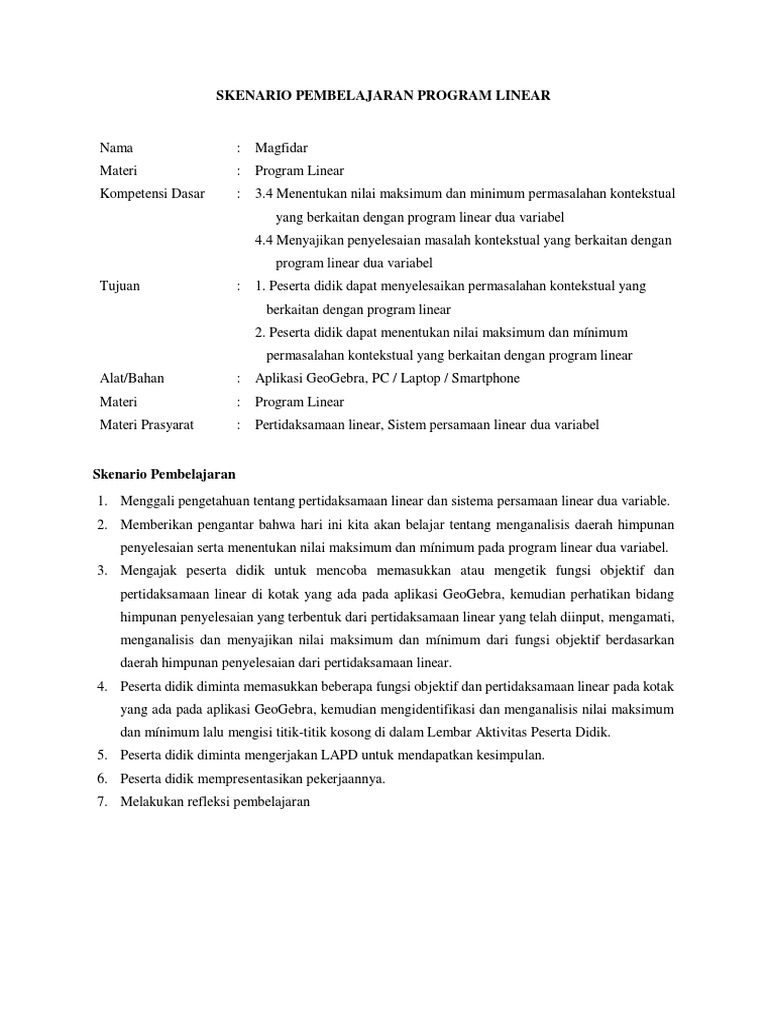 Pembelajaran Program Linear dengan GeoGebra | PDF | Komputer