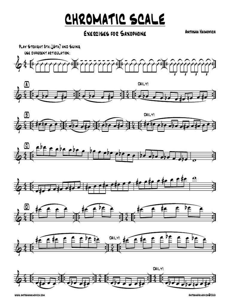 Antosha Haimovich - Chromatic Scale (Exercise For Saxophone) | PDF