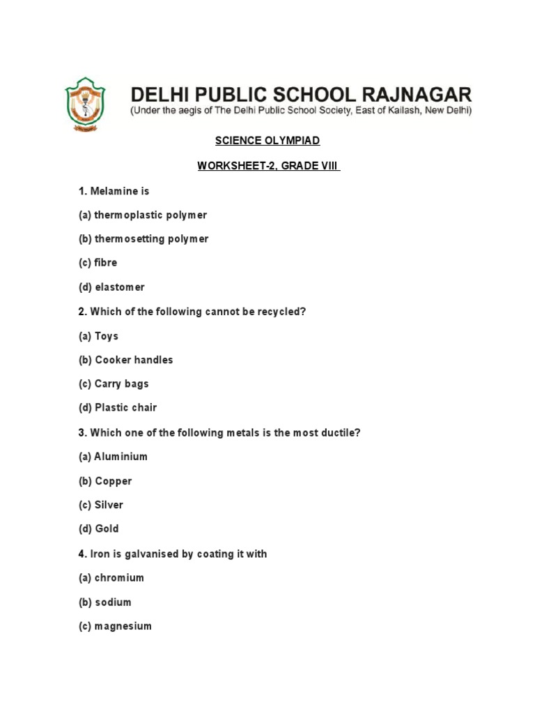 Grade 8 Science Olympiad WS2 | PDF | Cell (Biology) | Microorganism