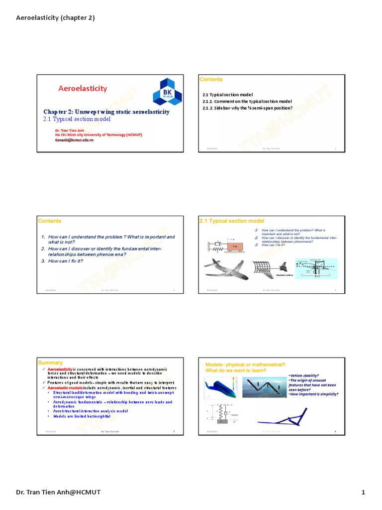 Unswept Wing Aeroelasticity: An Introduction to the Typical Section Model | PDF | Aerodynamics ...