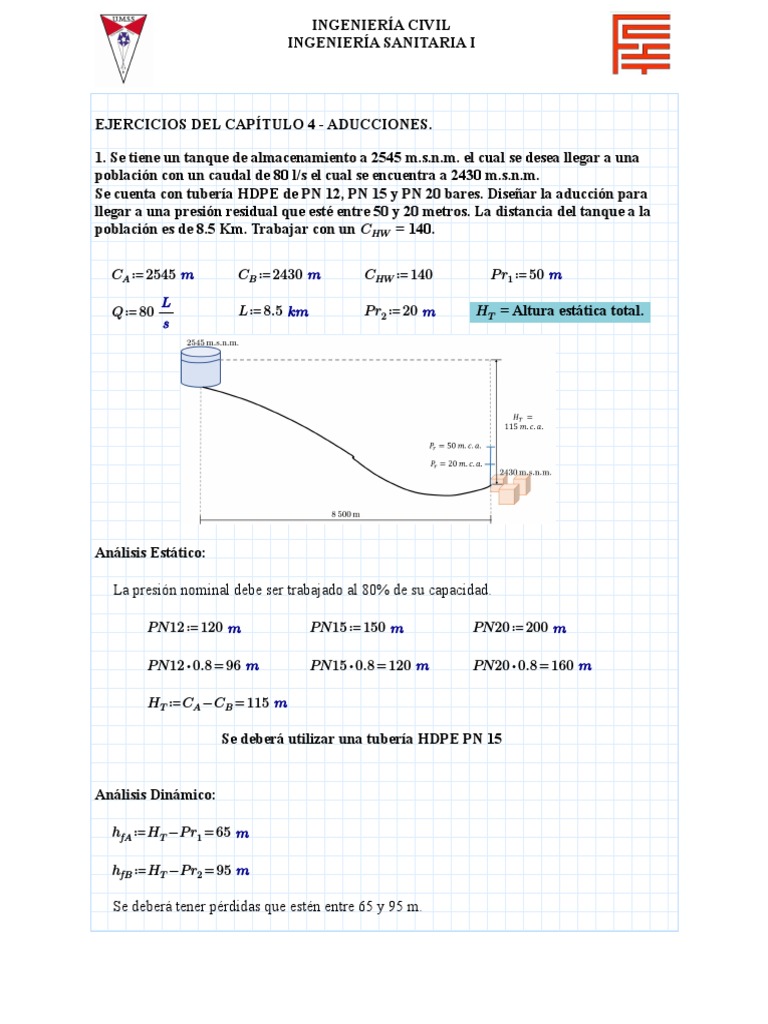 Cap4 - Ejercicios Aducciones | PDF | Bomba | Dinámica de fluidos