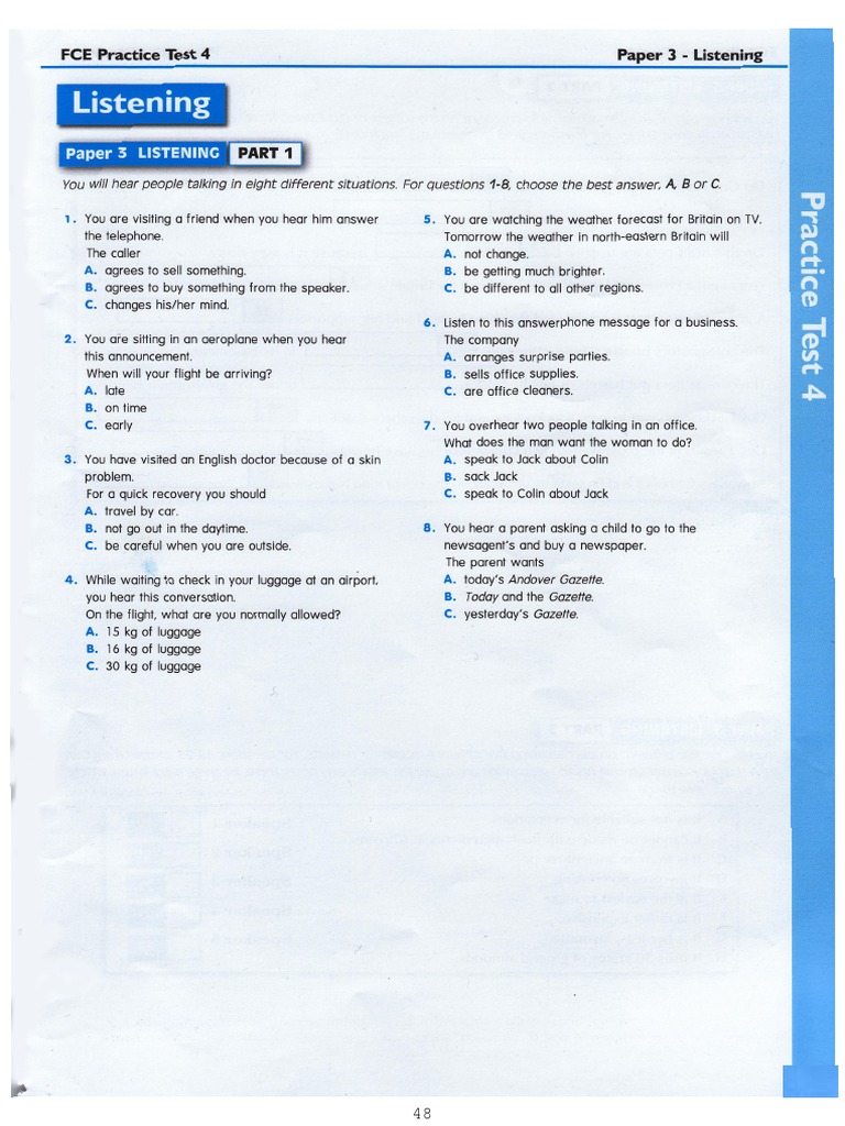 First Listening Test 4 | PDF