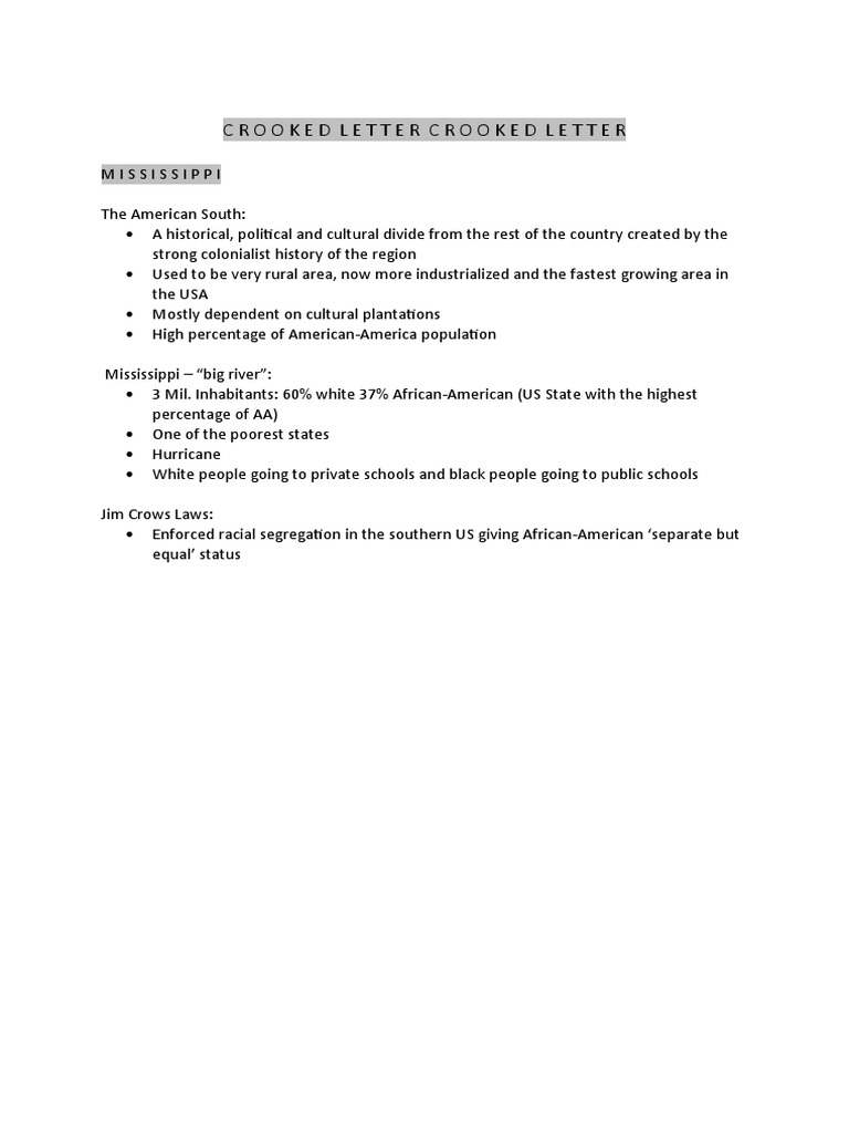 Crooked Letter Crooked Letter | PDF