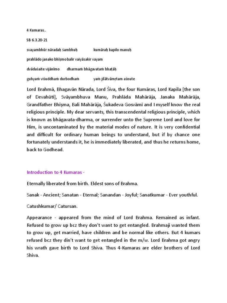 4 Kumaras | PDF | Krishna | Hinduism