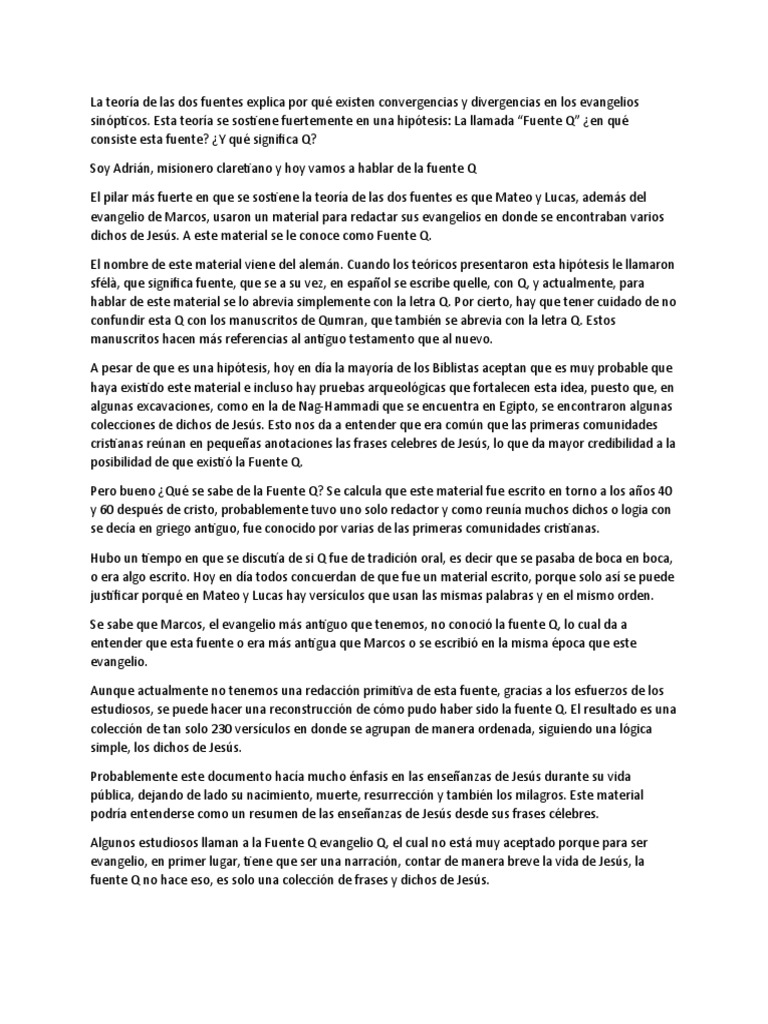 Fuente Q | PDF | Evangelios | Jesús
