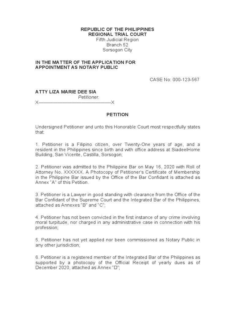 Republic of The Philippines Regional Trial Court: Petitioner | PDF ...