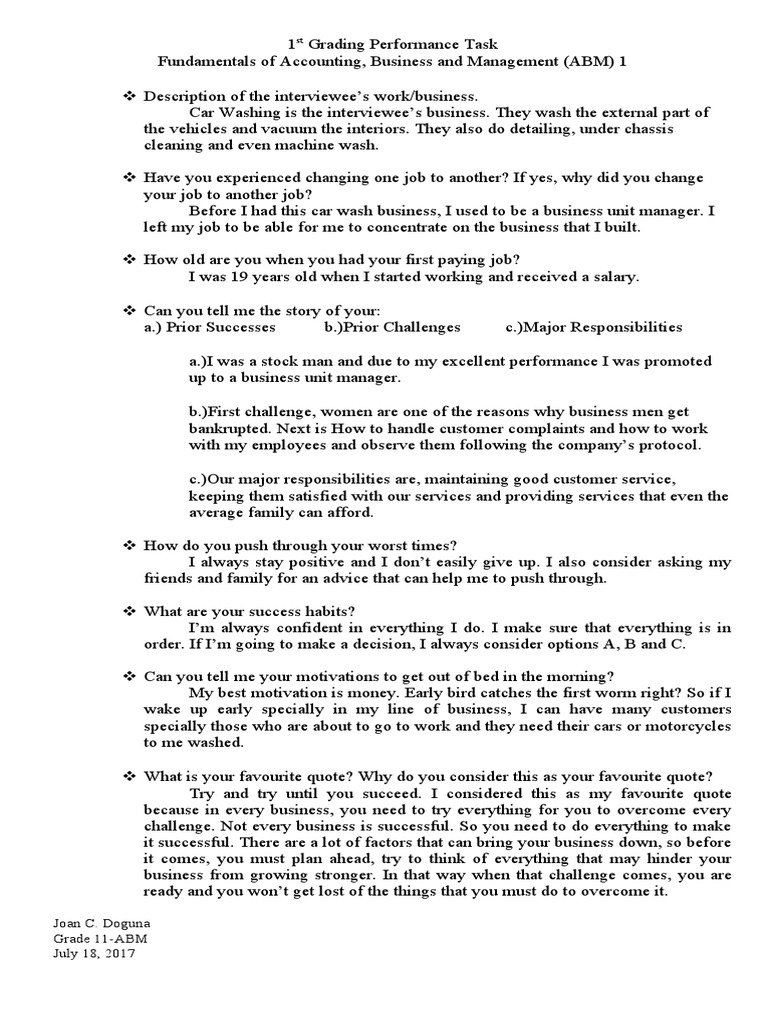 ST Grading Performance Task Fundamentals | PDF | Cognition