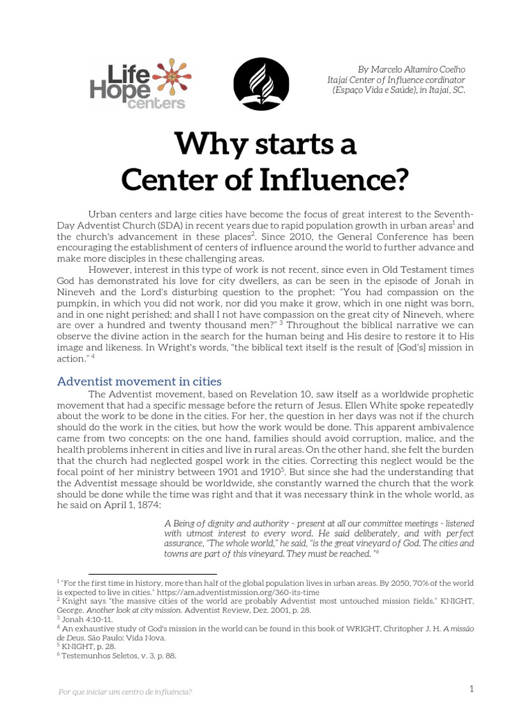 Why Starts A Center of Influence? | PDF | Seventh Day Adventist Church ...