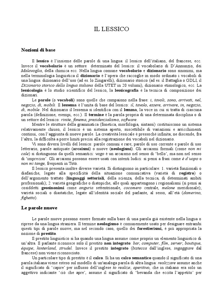 Il Lessico | PDF