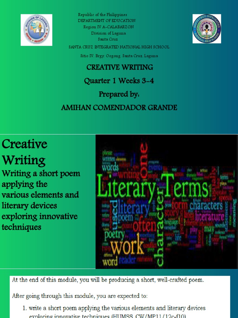 Creative Writing Poem Techniques Guide | PDF