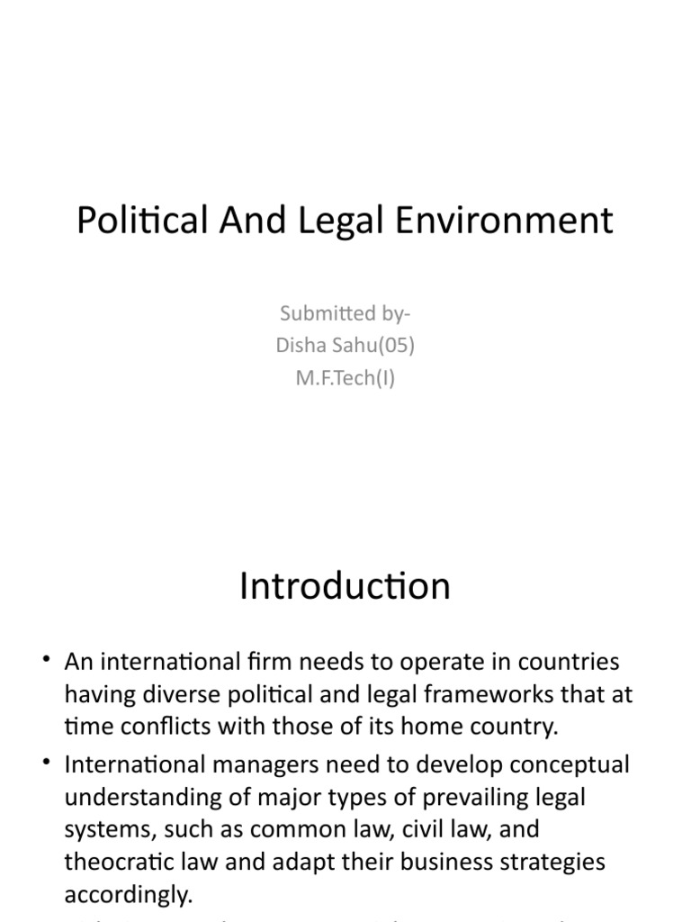 Political and Legal Environment | PDF | Multilateral Investment ...