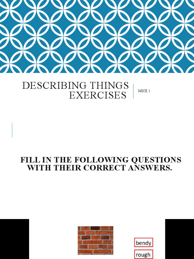 Descriptive Adjectives Exercise | PDF | Home & Garden