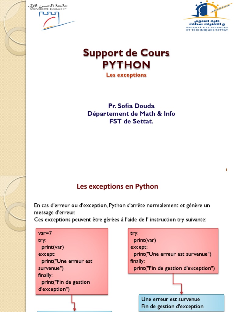 Python - Les Exceptions | PDF | Python (Langage de programmation ...