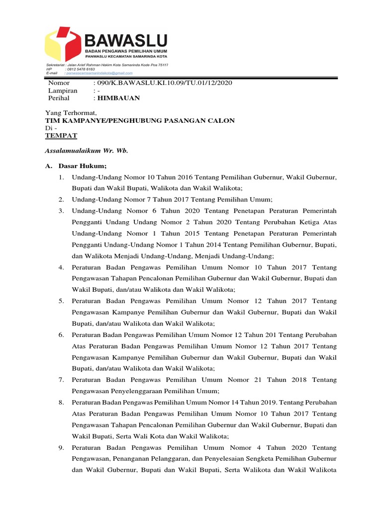 Contoh Himbauan Peserta Mematuhi Masa Tenang Kampanye | PDF