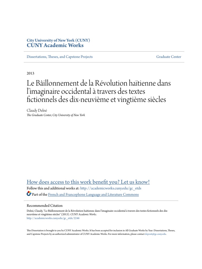 Claudy Delne Thèse de Doctorat CUNY Academic Works | PDF | Thesis ...