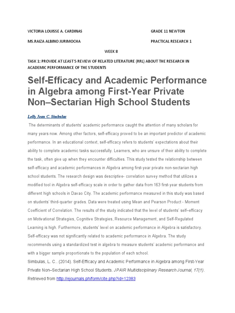 self-efficacy-and-academic-performance-in-algebra-among-first-year