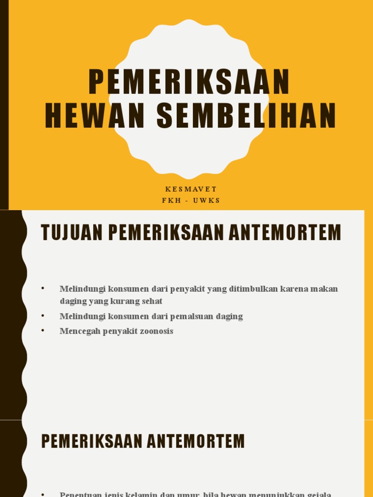 Antemortem Hewan Sembelihan: Prosedur Pemeriksaan dan Keputusan Akhir | PDF