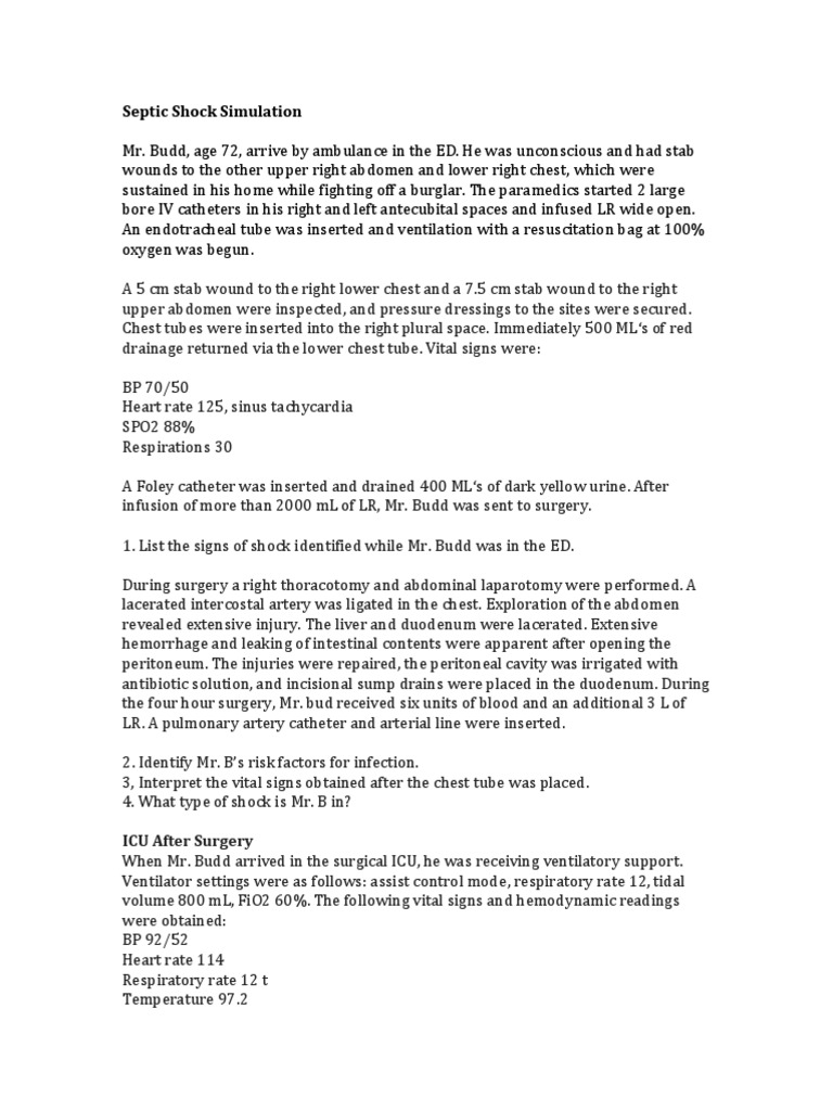 Septic Shock Simulation: Interpreting Vital Signs and Hemodynamics ...