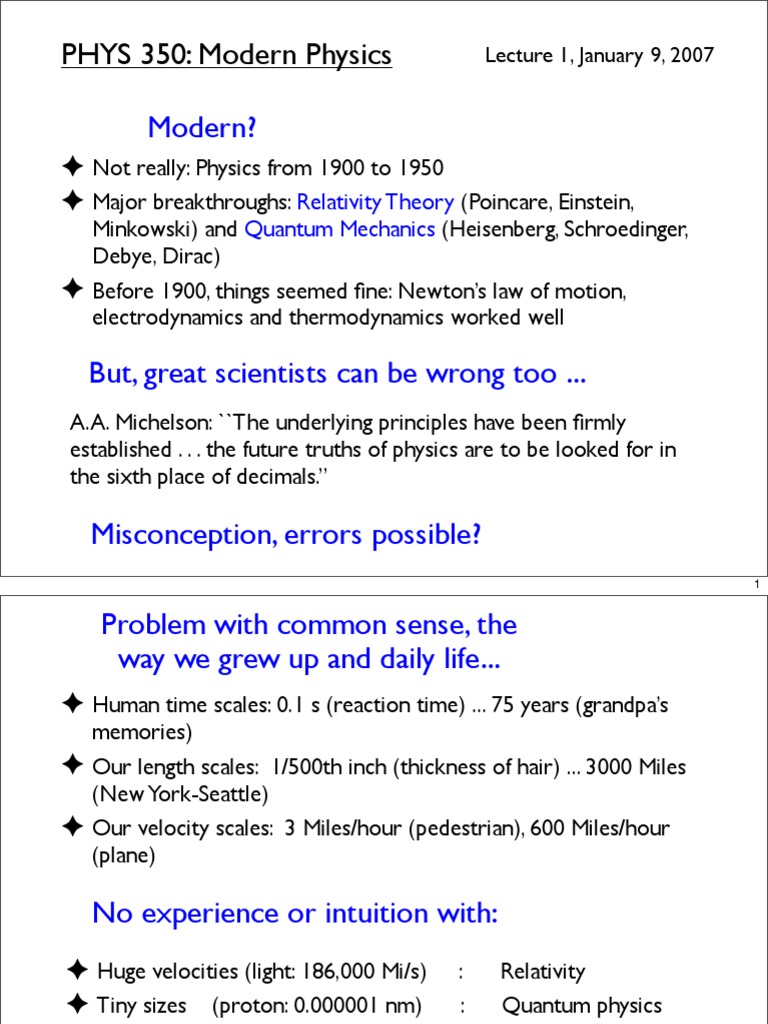 PHYS 350: Modern Physics | PDF | General Relativity | Newton's Laws Of ...