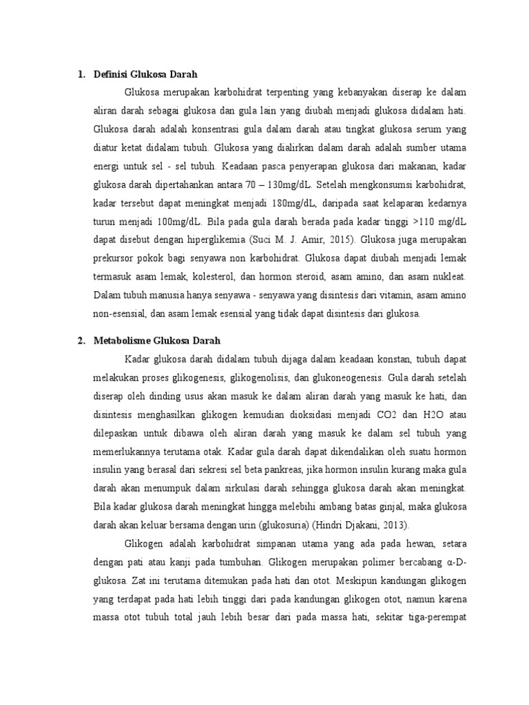 Definisi dan Metabolisme Glukosa Darah | PDF