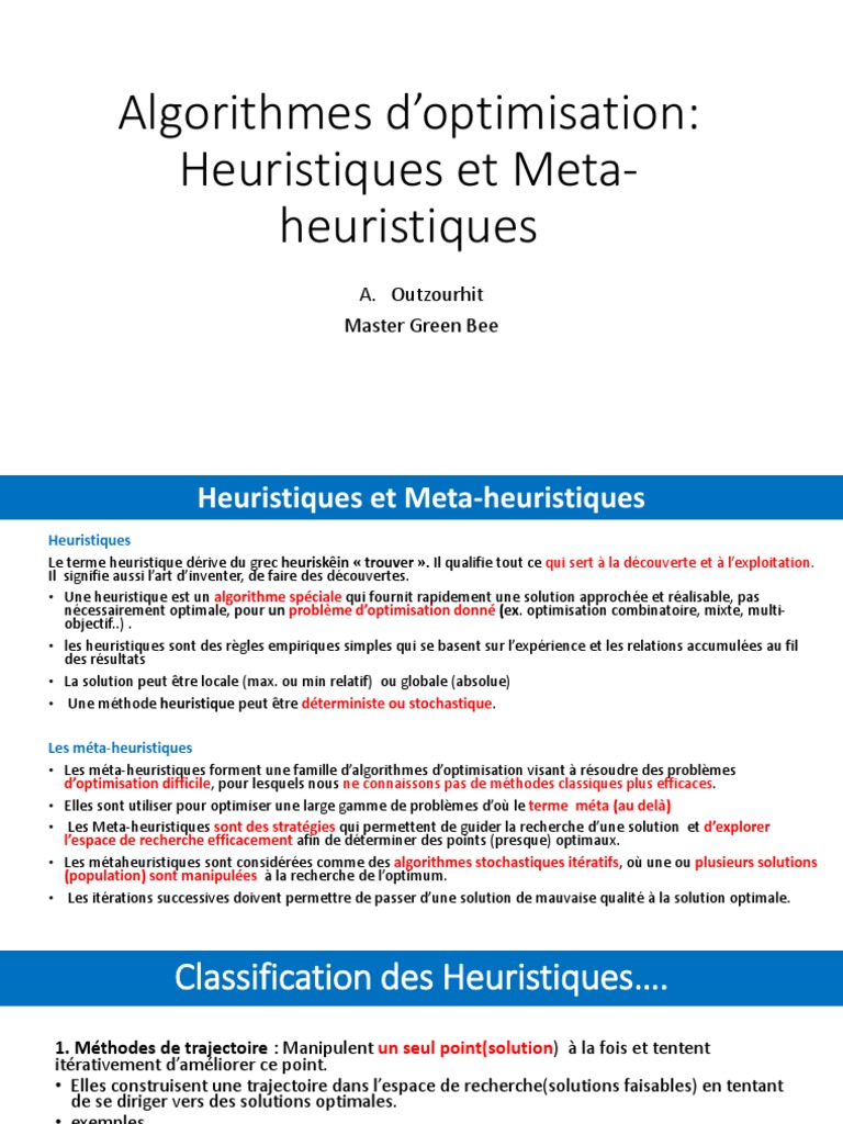 4 - Algorithmes D'optimisation Heuristiques Et Meta-Heuristiques | PDF | Métaheuristique ...