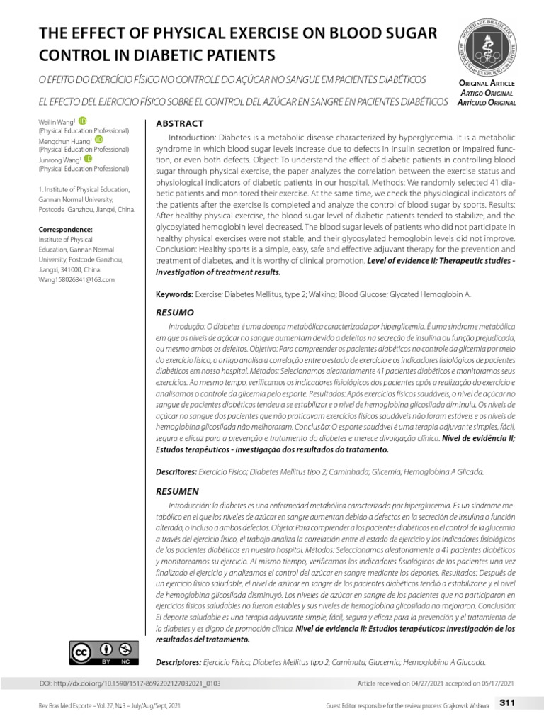 Impact of Exercise on Diabetic Blood Sugar | PDF | Diabetes | Obesity