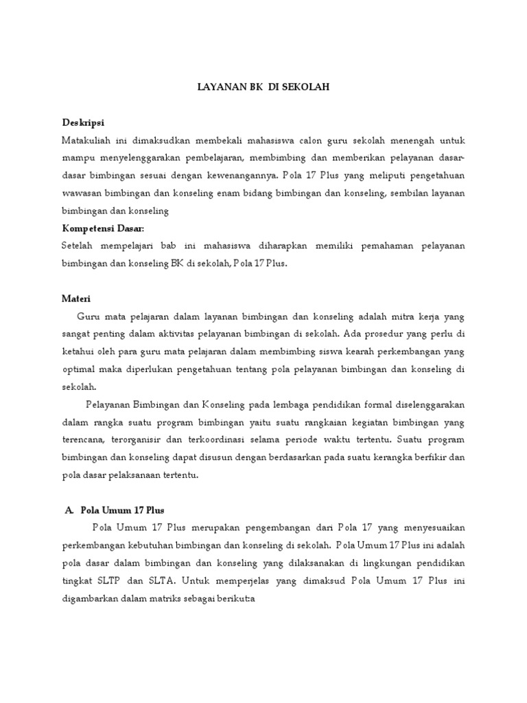 Layanan BK Di Sekolah | PDF
