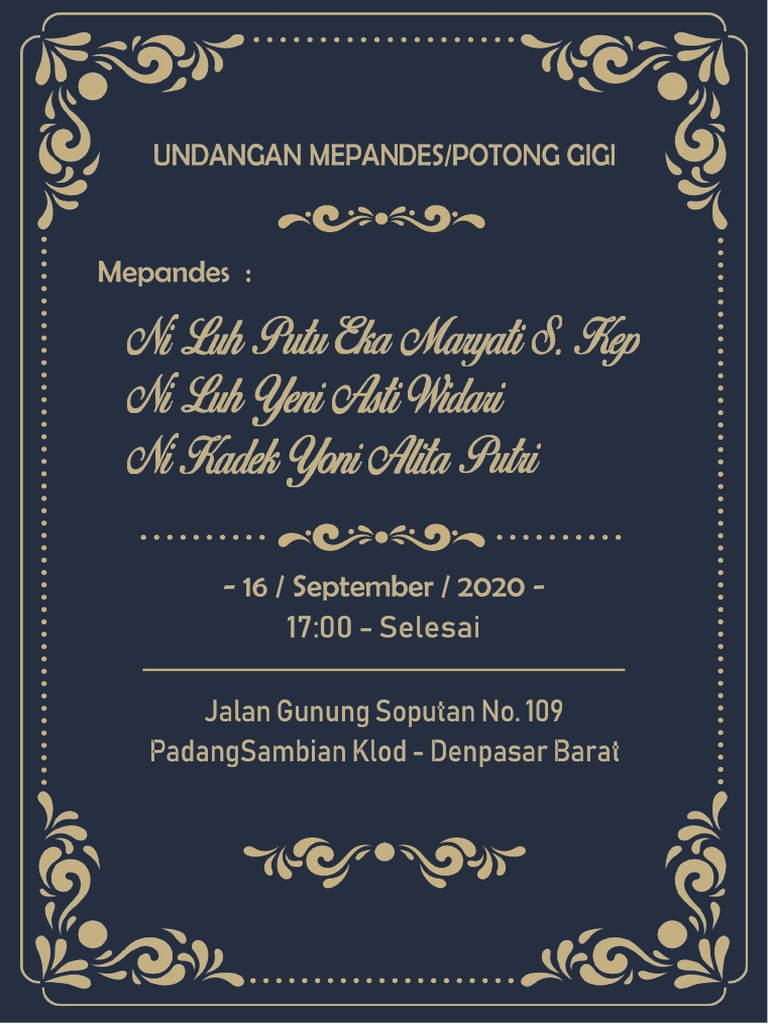 Undangan Mepandes Eka M, Yeni, Yoni | PDF
