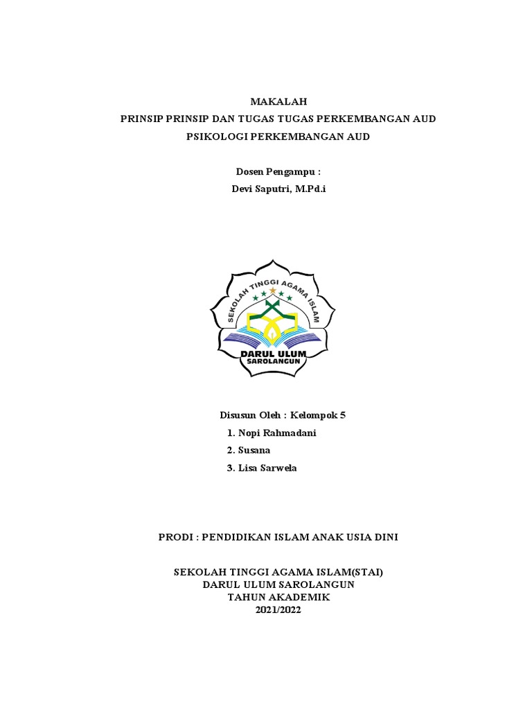 Makalah Psikologi Pendidikan Anak Usia Dini | PDF | Karier & Perkembangan