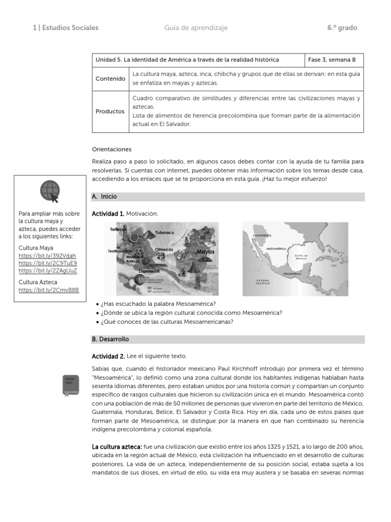 Guia Aprendizaje Estudiante Sexto Grado Sociales f3 s8 Impreso | PDF ...