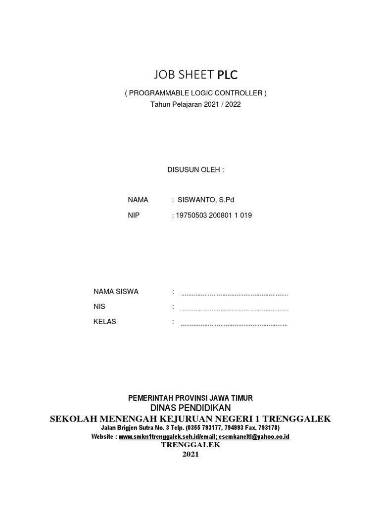 Job Sheet PLC Job 1 Dan 2 | PDF | Electrical Engineering | Computer ...