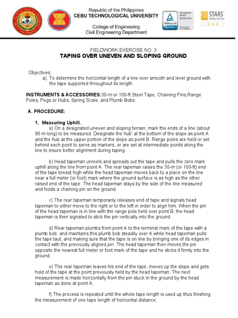 Taping Over Uneven and Sloping Ground: INSTRUMENTS & ACCESSORIES:30-m ...