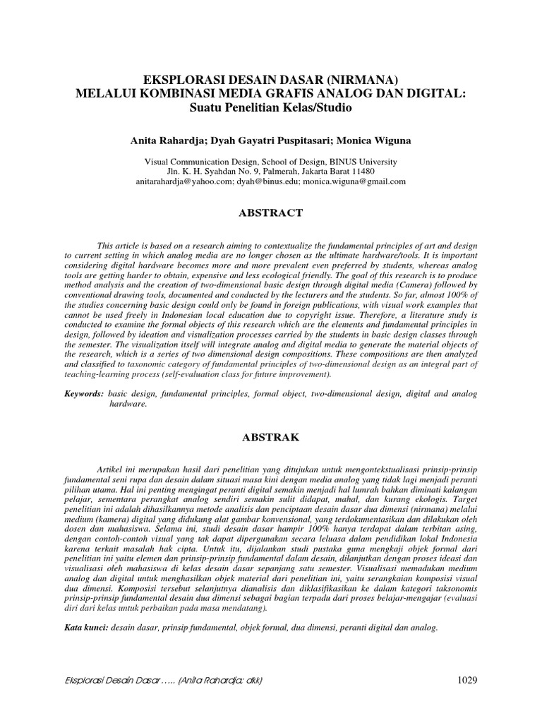 Eksplorasi Desain Dasar (Nirmana) Melalui Kombinasi Media Grafis Analog ...