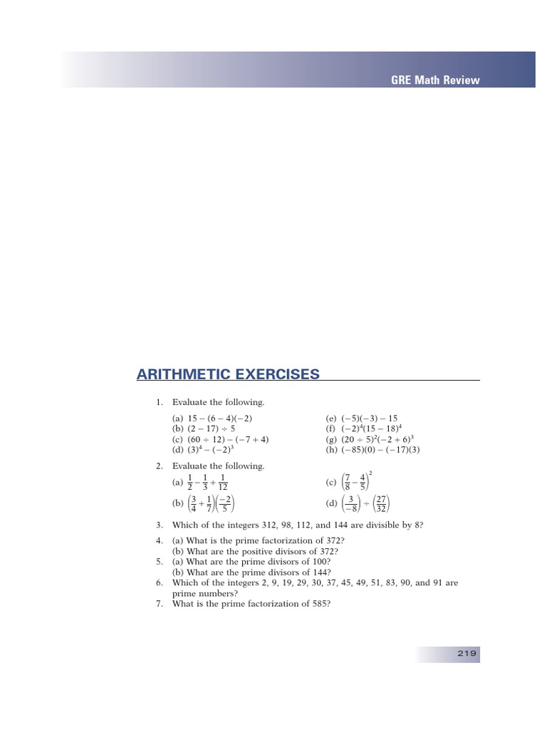 GRE-Official-Guide-Arithmetic Exercises | PDF | Elementary Mathematics ...