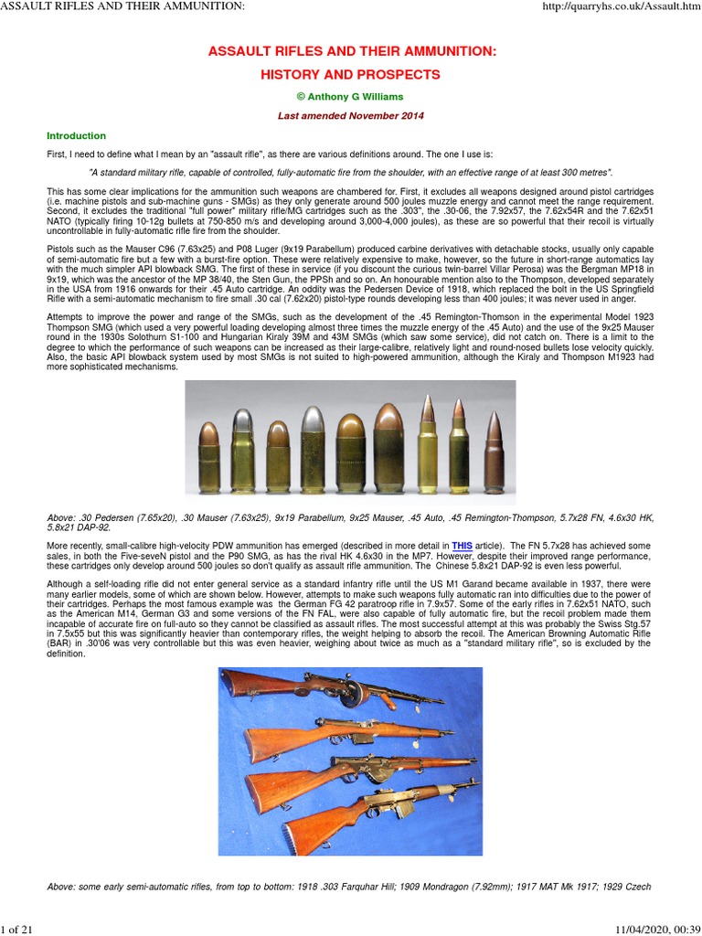Assault Rifles and Their Ammunition | PDF | Rifle | Magazine (Firearms)