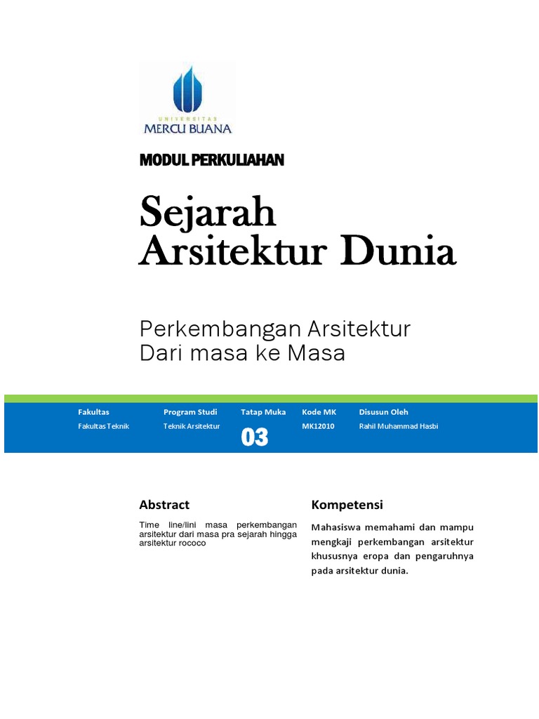 Modul Sejarah Arsitektur Minggu 3 Arsitektur Dunia | PDF | Seni