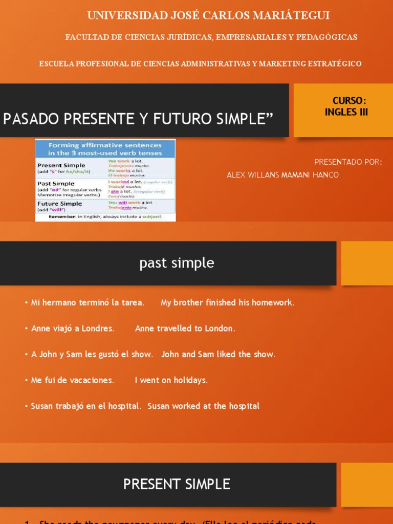 PASADO PRESENTE Y FUTURO Simple Ingles | PDF