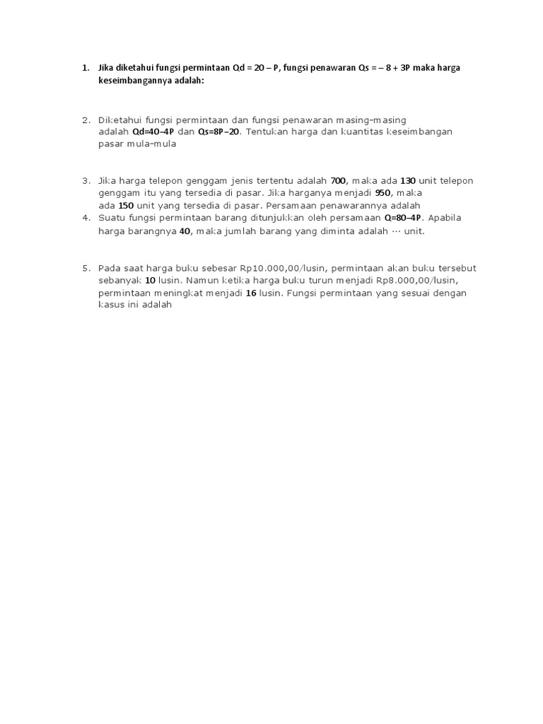 Soal Permintaan Dan Penawaran | PDF | Metode & Bahan Ajar