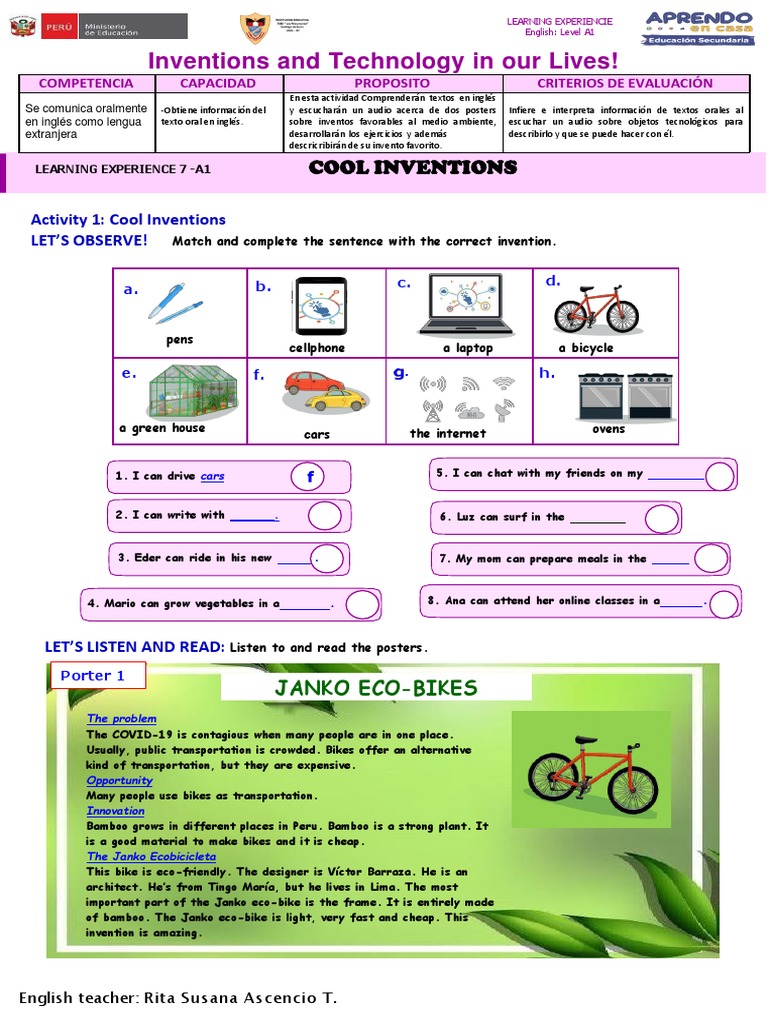 Experience Activity 7 Sesion 1 Cool Inventions 2021 | PDF | Foreign ...