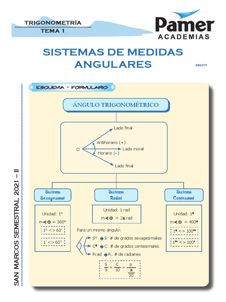 T - Sem1 - Sistemas de Medidas Angulares | PDF | Ángulo | Observación ...