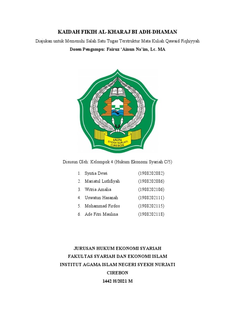 Kaidah Fikih Al-Kharaj Bi Adh-Dhaman | PDF
